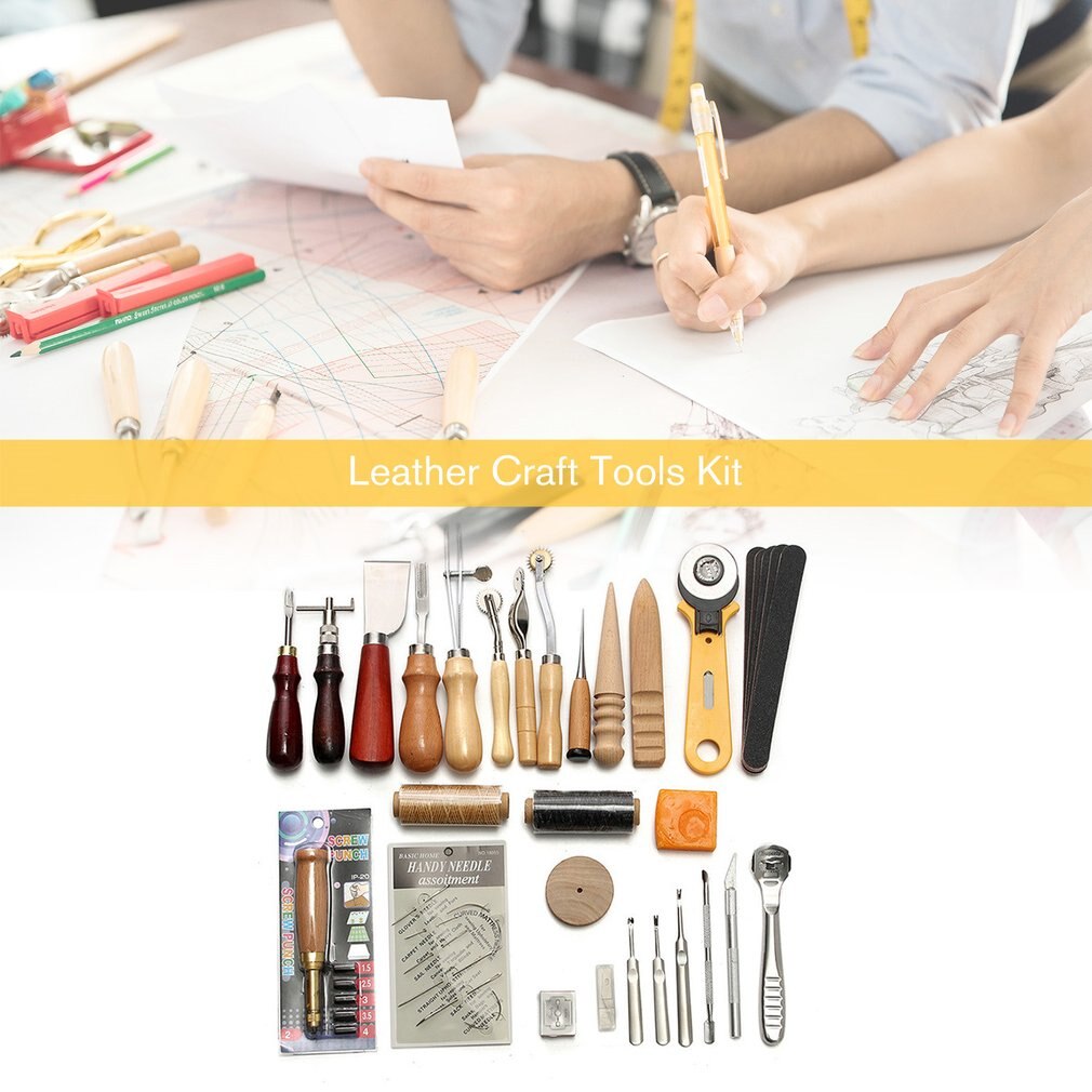 50PCS Leather Craft Tools Kit Hand DIY Sewing Stit... – Grandado