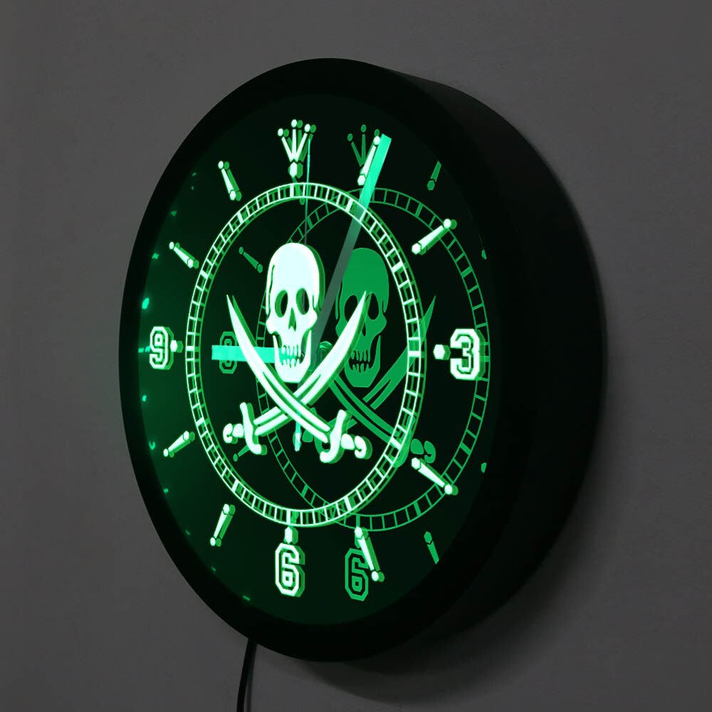 Jolly Roger Piraat Led Neon Sign Wandklok Met Led ... – Vicedeal