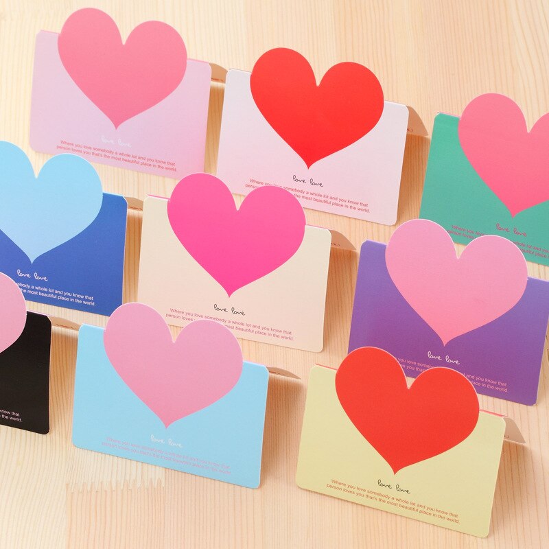 Mix Color Love Heart Shape Greeting Card Foldable ... – Vicedeal