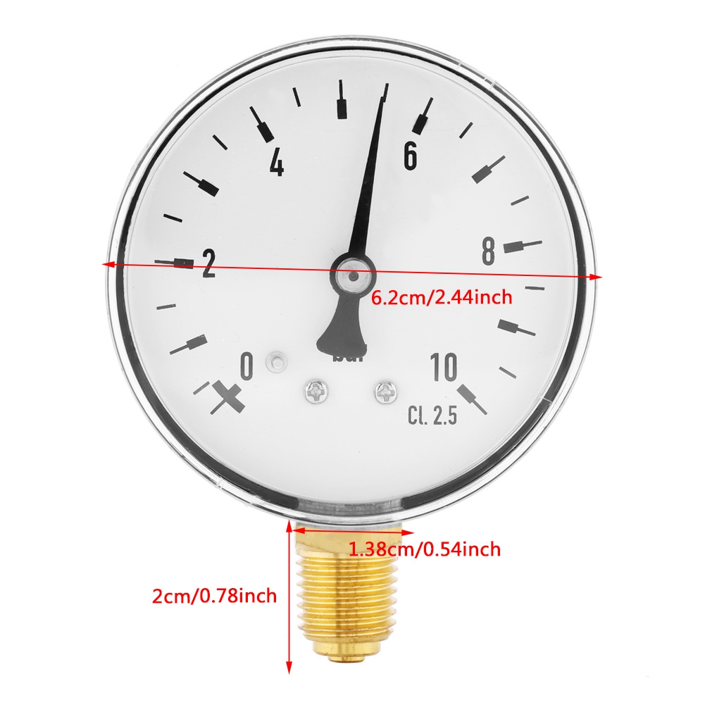 1/4 " npt-gevind lufttryksmåler, luft olie vand tr... – Grandado