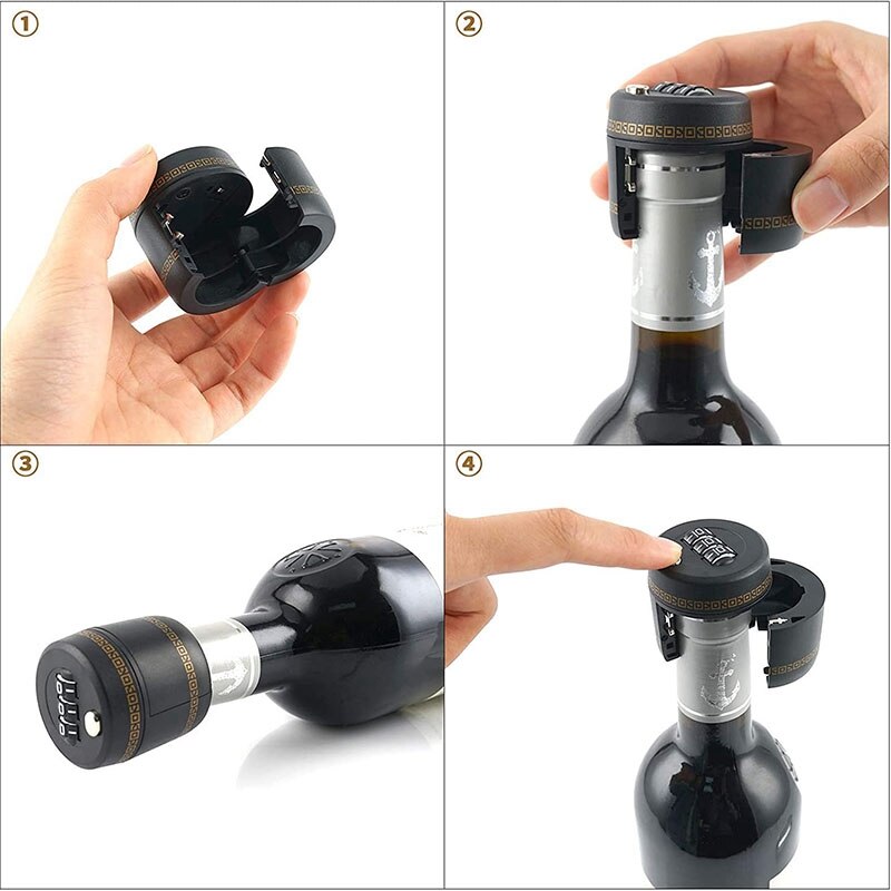 5 Pcs Wine Stoppers,Reusable Combination Lock for ... – Grandado