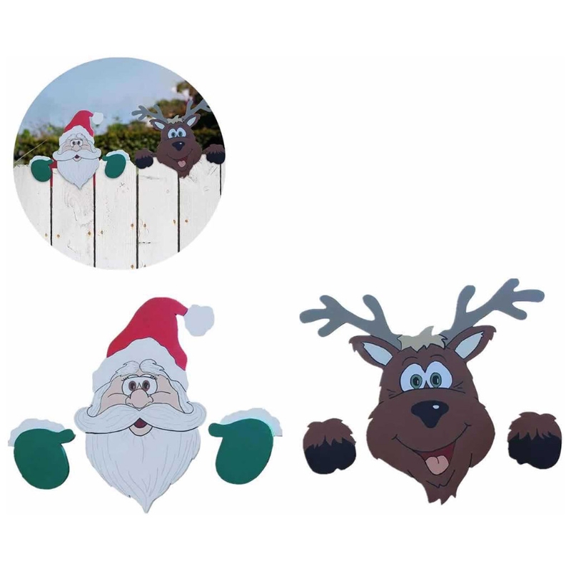 Interesting Garden Fence Decor Santa Reindeer Orna... – Vicedeal