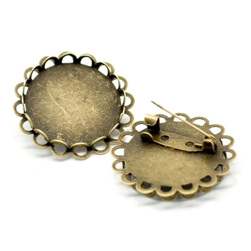 20Pcs Bronze Tone Round Flower Cabochon Setting Br... – Grandado