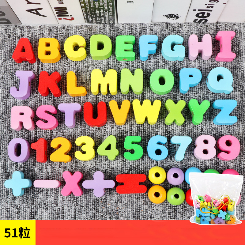 35/51Pcs Blocks Numbers letters round beads Block ... – Grandado