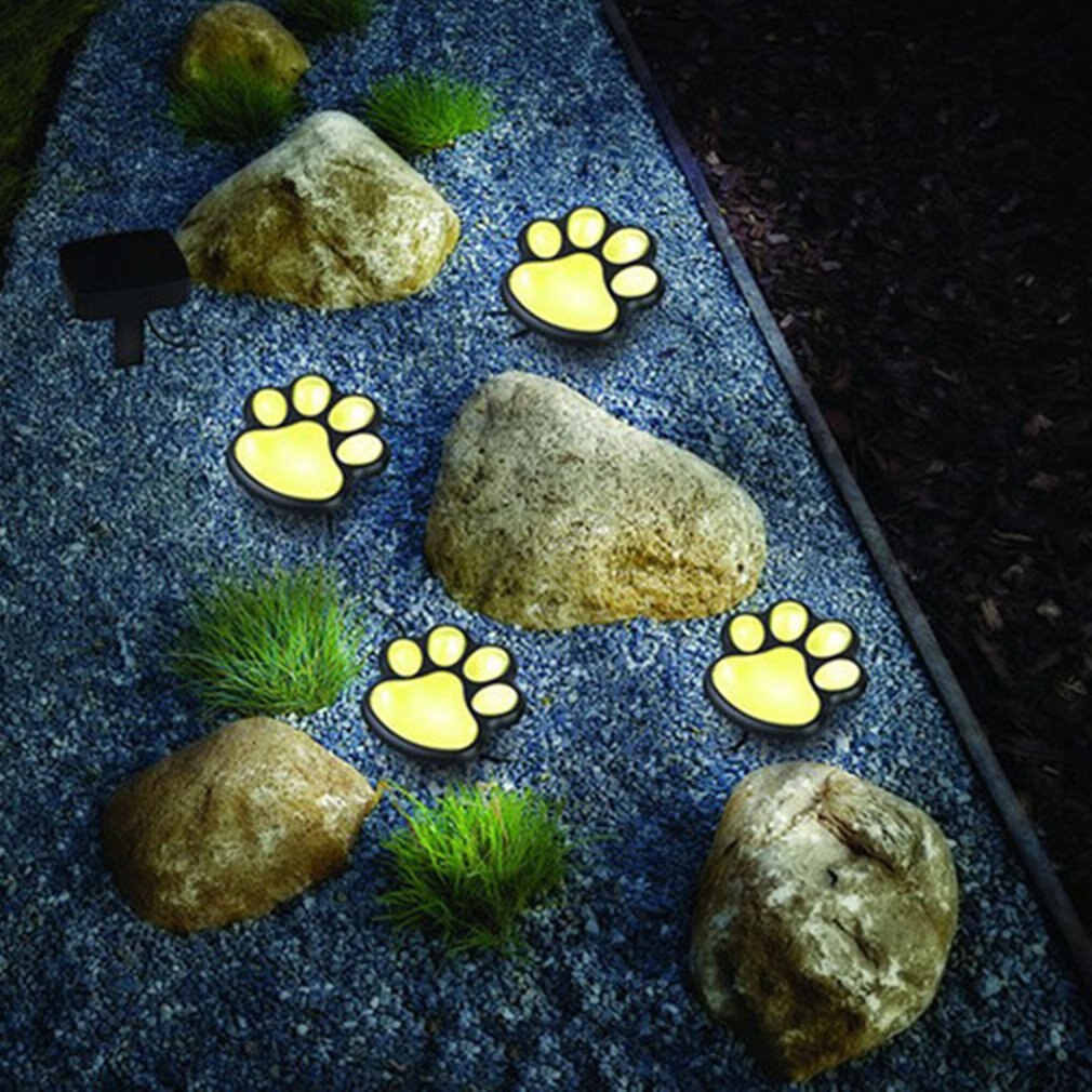 Paw Print Solar Ground Lights Set Outdoor solar la... – Vicedeal