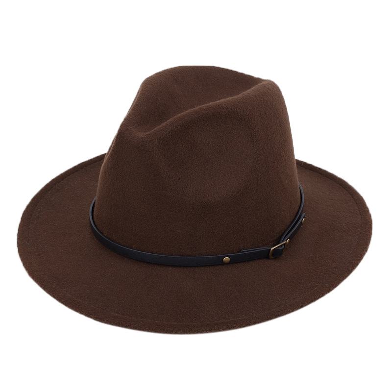 Wool Felt Jazz Fedora Hats Belt Buckle Decor Women... – Grandado