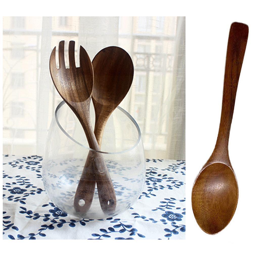 Wooden Salad Spoon Fork Large Serving Spoon Set Sa... – Vicedeal