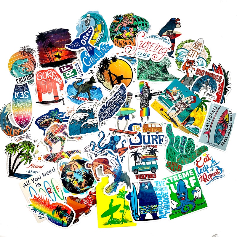 50Pcs Outdoor Sports Tropical Beach Surf Graffiti ... – Grandado