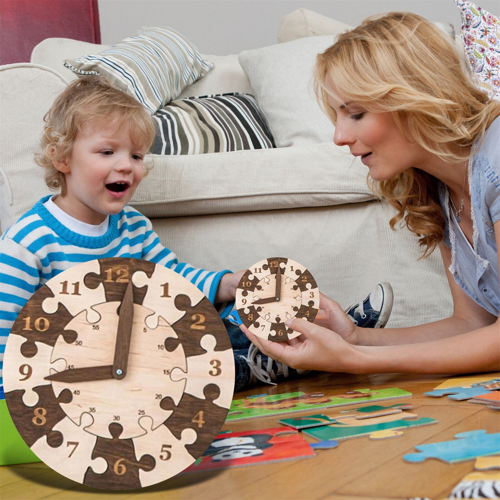 Puzle de reloj de madera para padres e hijos, jugu... – Grandado