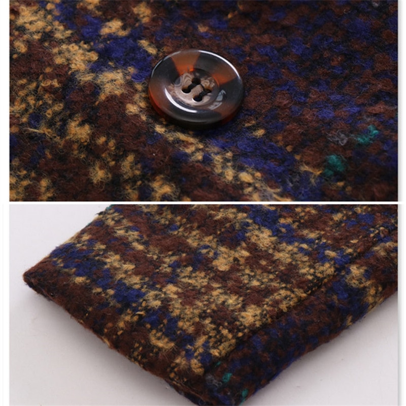 Teenager Wool Coat for Boys Long Thick Plaid Overc... – Grandado