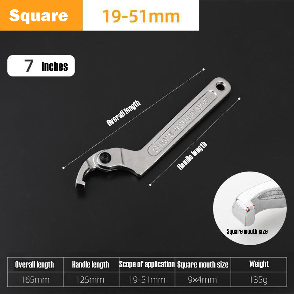 Hook Spanner Round/Square Head CR-V Shape Chrome V... – Grandado