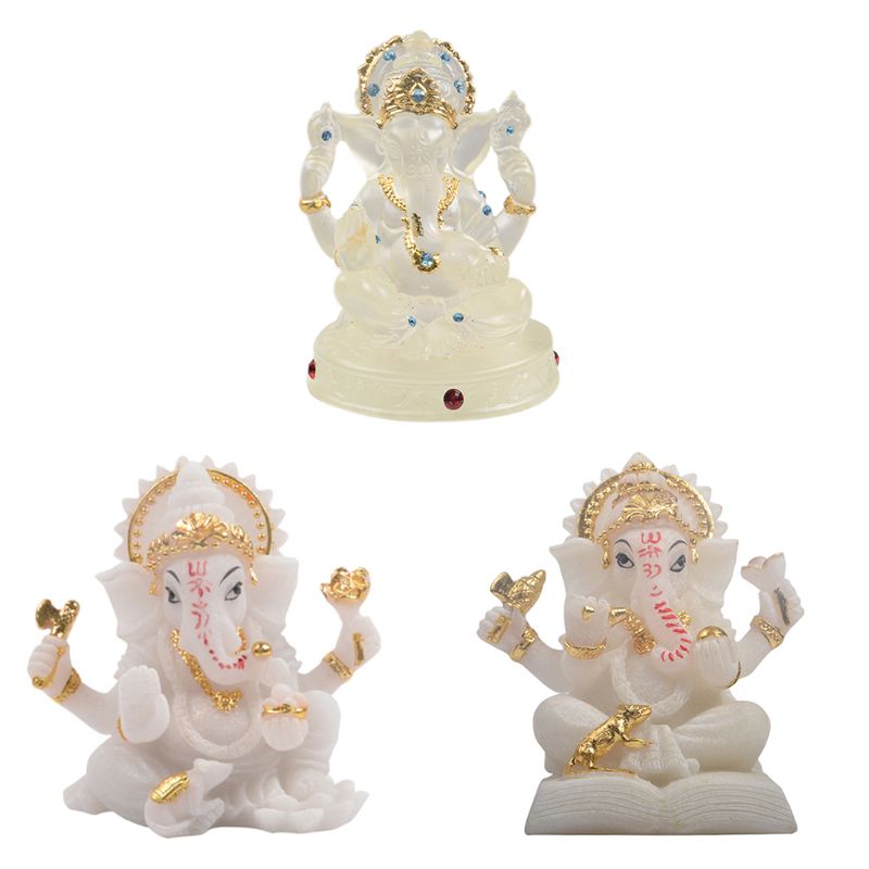 Resin Home Decor PIGPIGFLY Ganesh Buddha Statue - White Resin Abstract ...