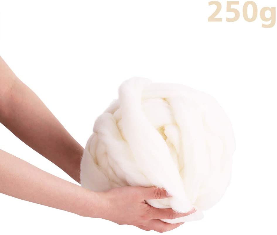 LMDZ White 8.82oz Yarn Super Soft Bulk Roving Meri... – Grandado