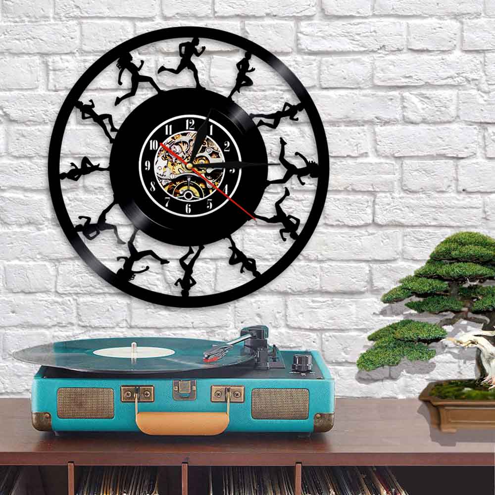 Marathon Runner Runing Silhouette Wall Clock Sport... – Grandado