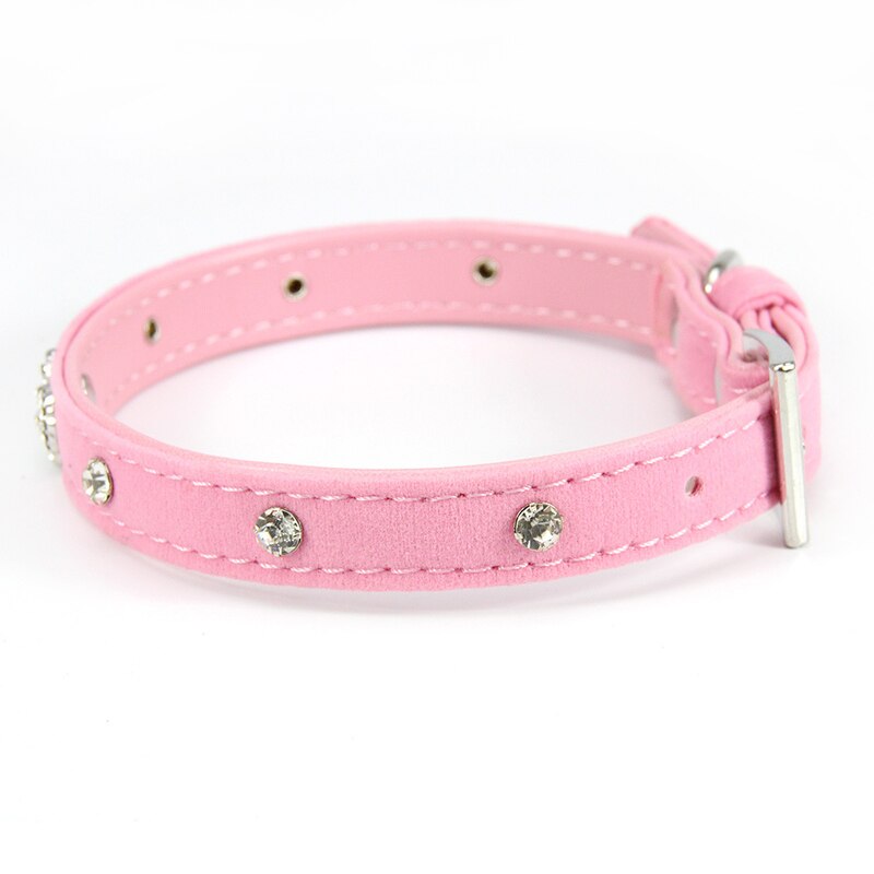 Pink Flocked Fabric Leather Pet Dog Collar Bling R... – Grandado