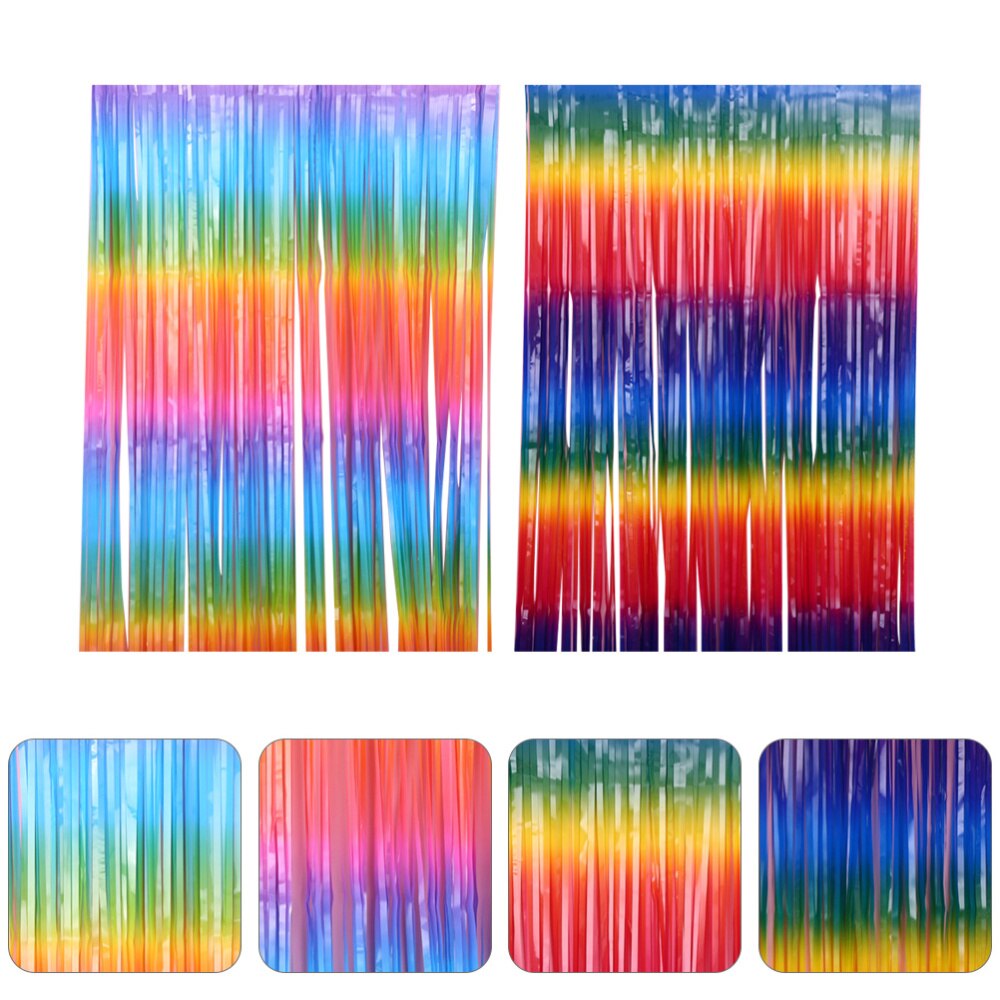 2pcs Colorful Rain Silk Curtains Party Fringed Cur... – Grandado