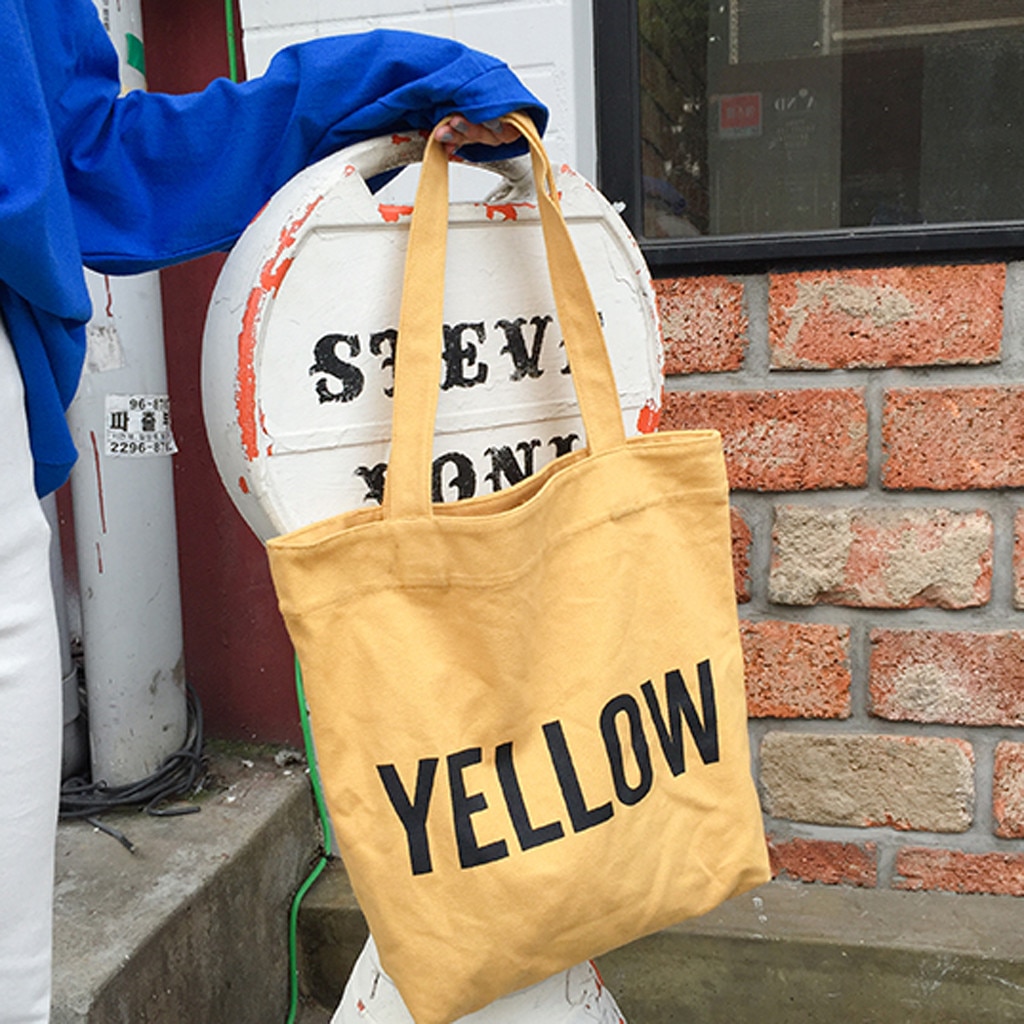 Reusable Shopping Bag Women Canvas Printing Letter... – Grandado