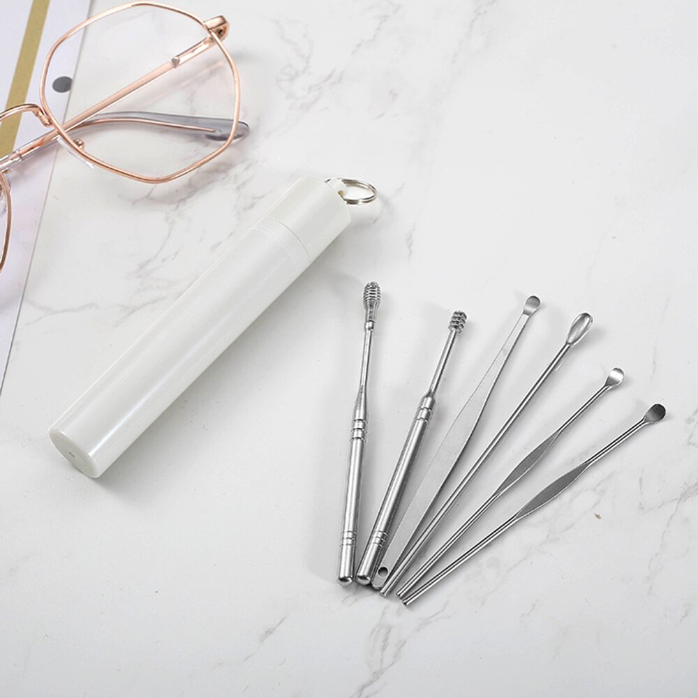 6 Pcs/set Stainless Steel Ear Pick Spoon Ear Wax R... – Grandado