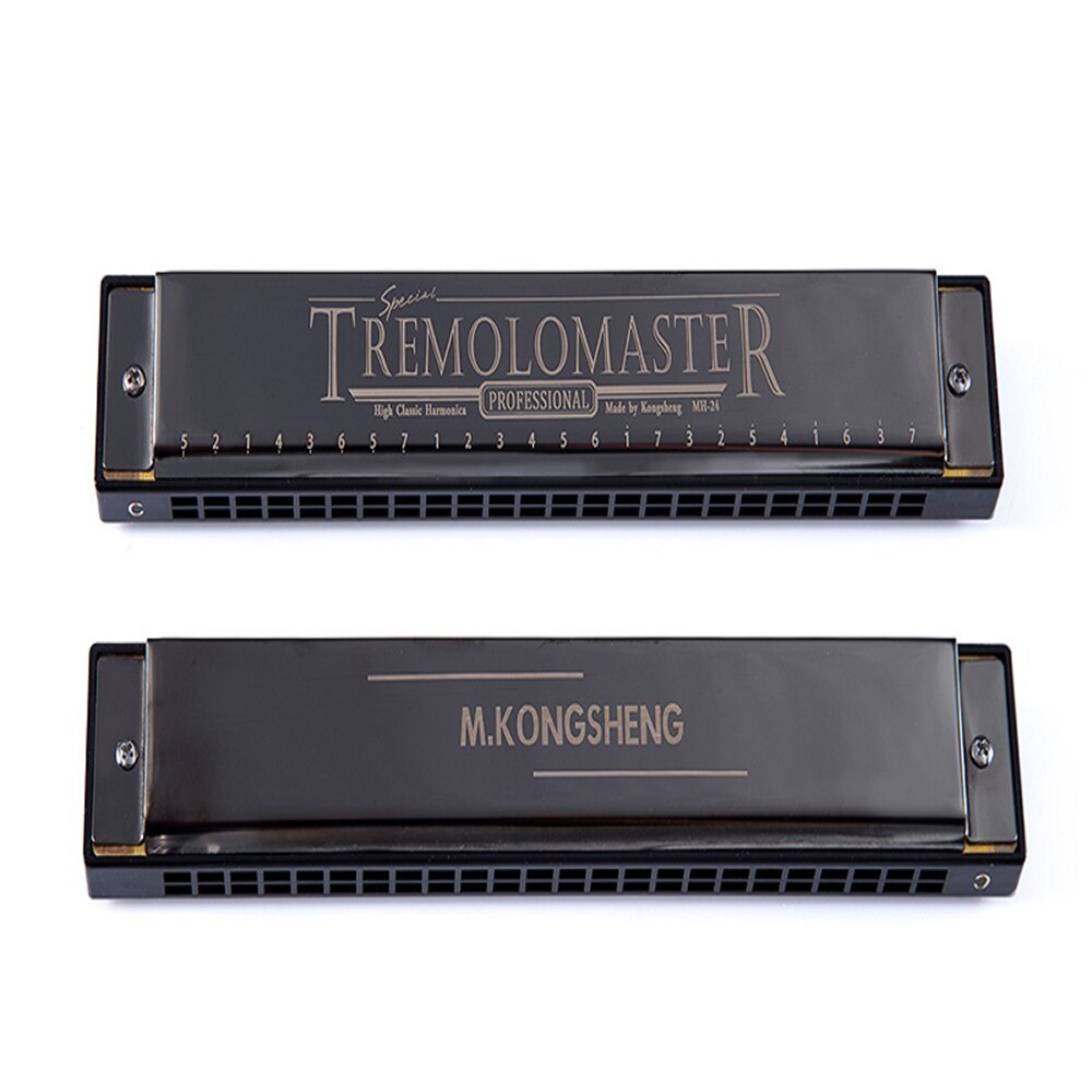 24 Holes Tremolo Harmonica Stylish C Tone Black Mo... – Grandado