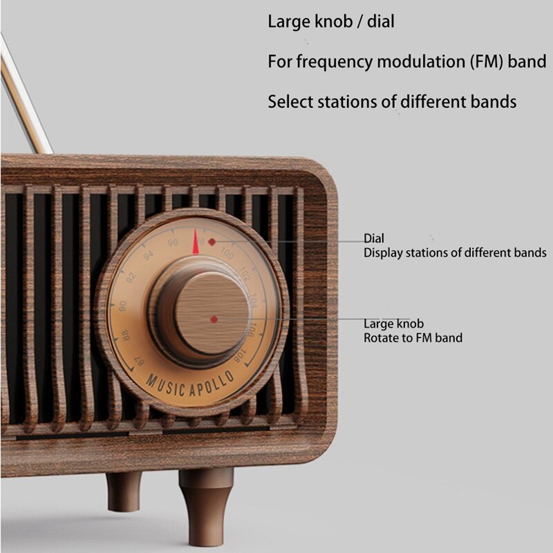 Wood Retro Radio Wireless Bluetooth Speaker Subwoo... – Vicedeal