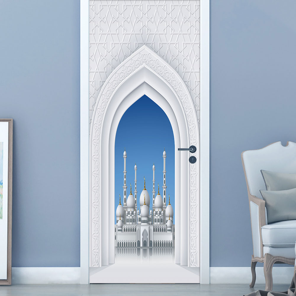 White Palace Great Mosque of Mecca DIY Door Sticke... – Grandado