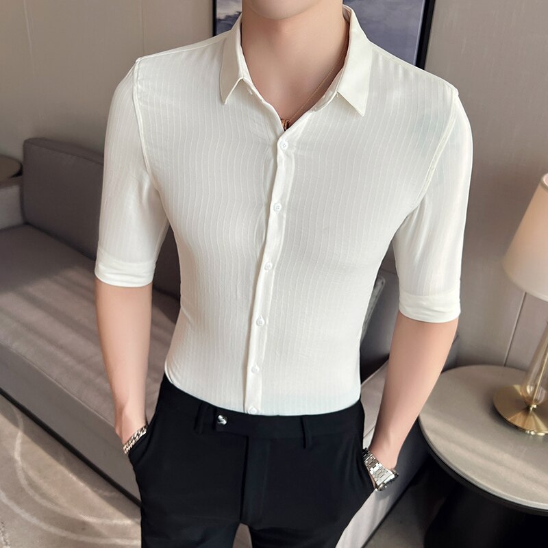 Zwart/Wit Half Mouw Gestreepte Shirts Mannen Kledi... – Grandado