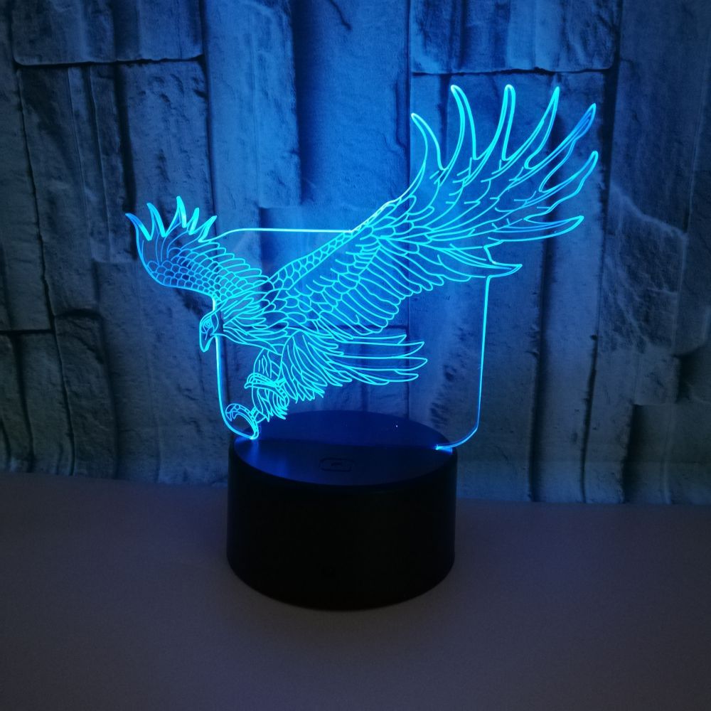 Creatieve Eagle 3d Night Lamp Zeven-kleur Stereo V... – Grandado