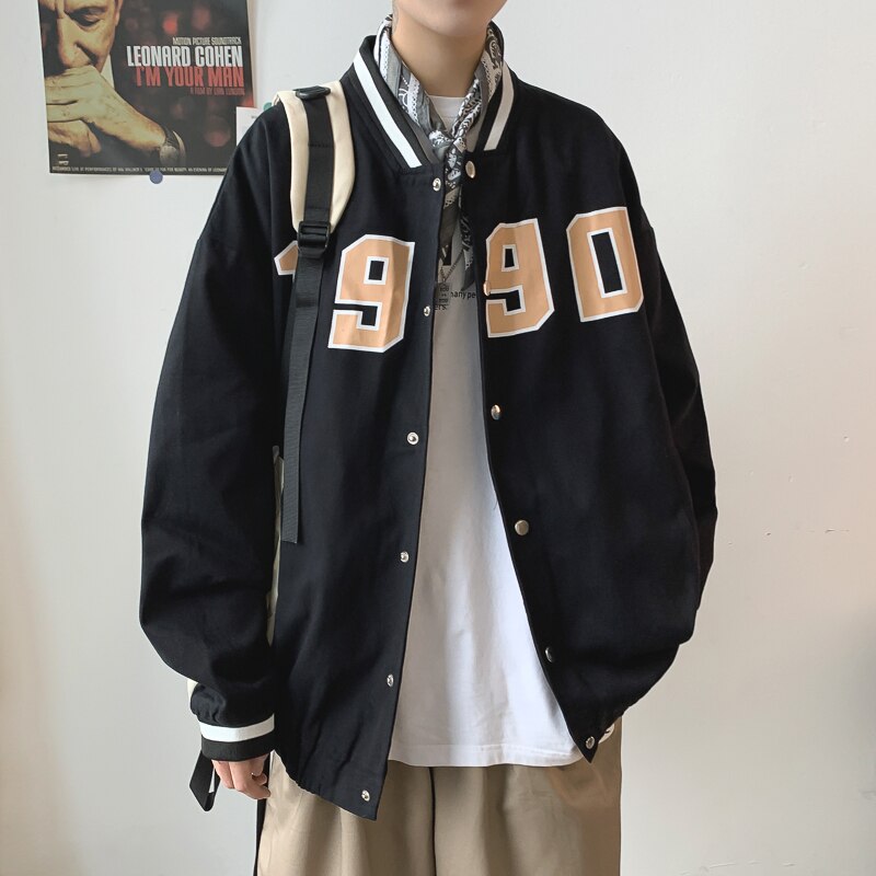 LAPPSTER Men 1990 Print Baseball Jackets Coats Jap... – Grandado