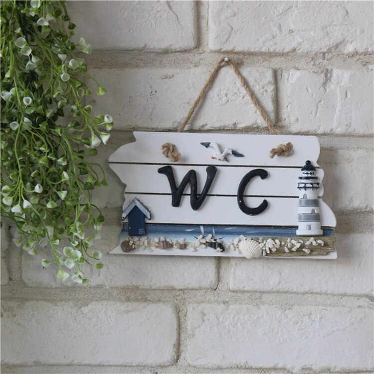 Ocean Style WC Hanging Sign Board Plate Mediterran... – Vicedeal