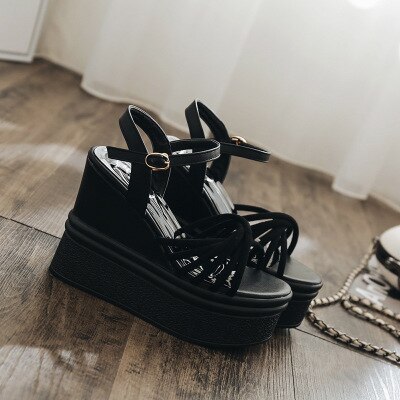 Punk Women' Black Super High Platform Covered Wedg... – Vicedeal