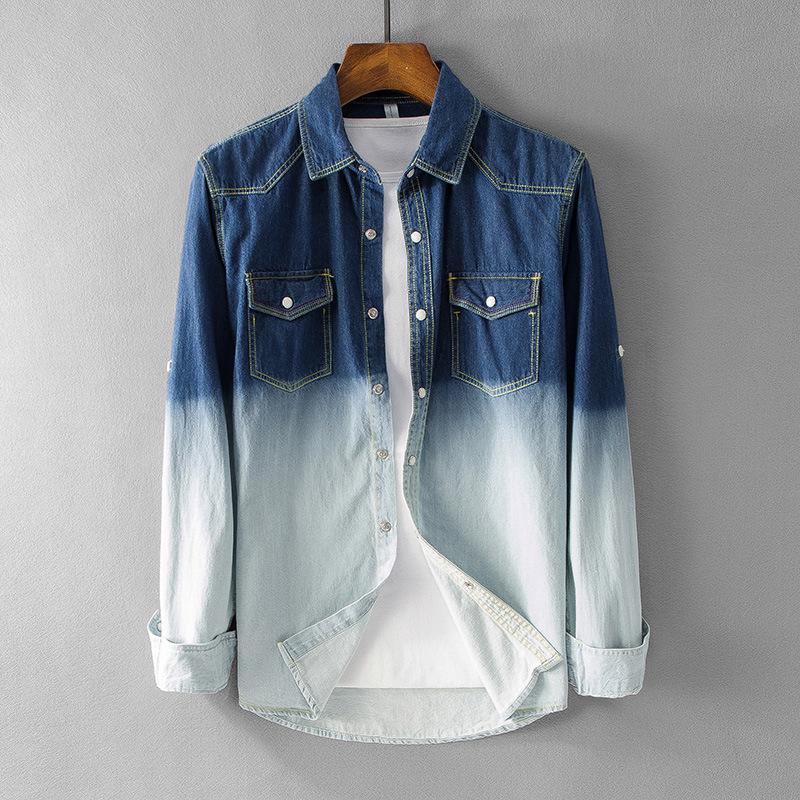 Lente Herfst Mannen Denim Shirt Top Veelzijdige La... – Vicedeal