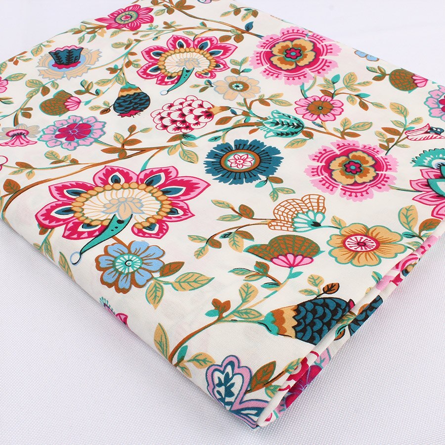 blooming floral pattern cotton fabric poplin for w... – Grandado