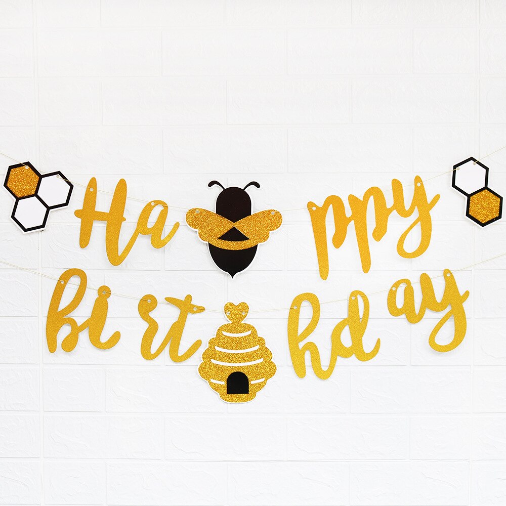 Happy Birthday Banner Bee Theme Birthday Party Bac... – Grandado