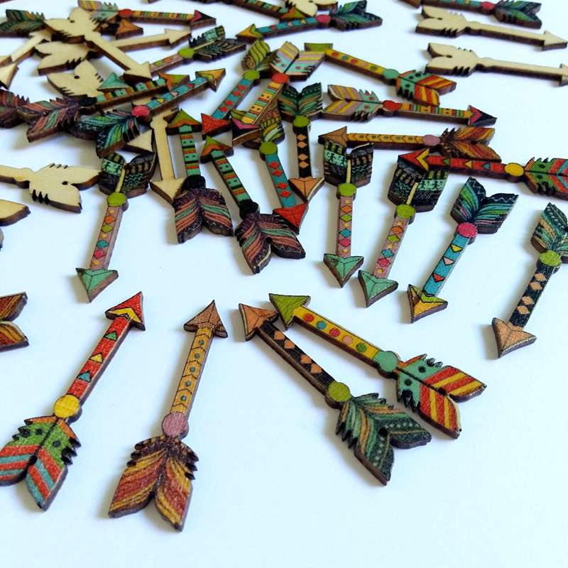 30pcs/pack Random Mixed 1 Holes arrow Shape Wood B... – Grandado