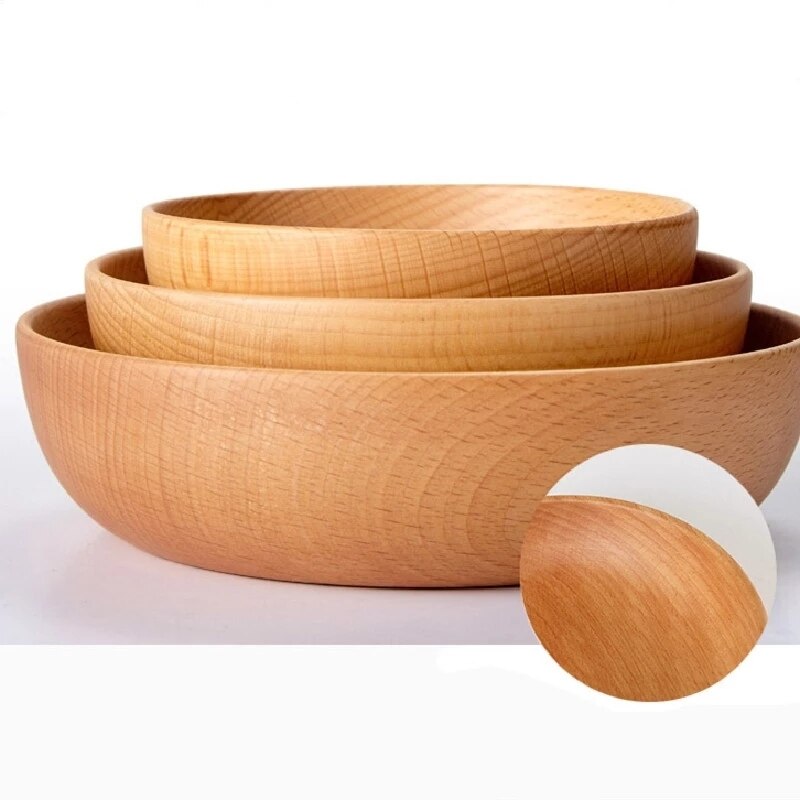 Ronde Houten Salade Soep Eetkamer Kommen Borden Op... – Vicedeal