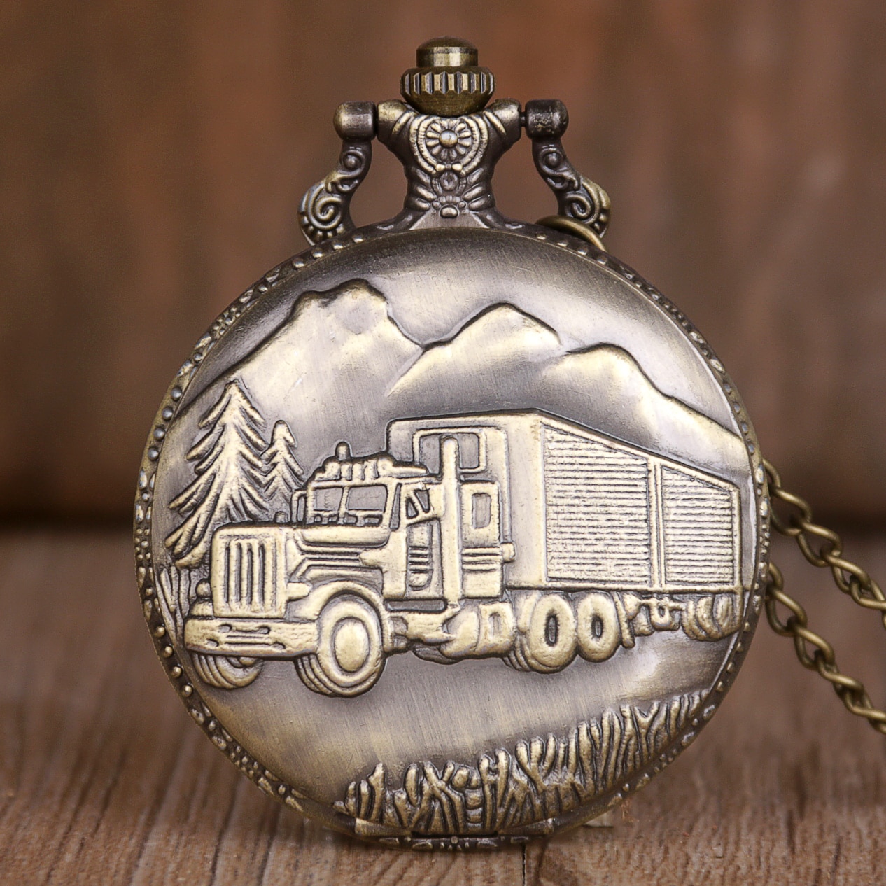 Bronze Quartz Pocket Watch Train Carving Car Men C... – Grandado