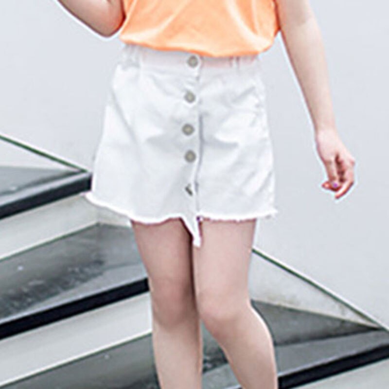 Denim Shorts Pantskirt Shorts For Girls Buttons Sk... – Grandado