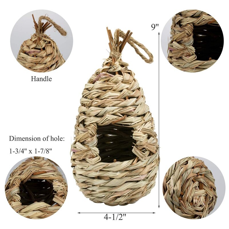 4 Pack Hand Woven Bird House, 9 x 4 Inches Bird Hu... – Vicedeal