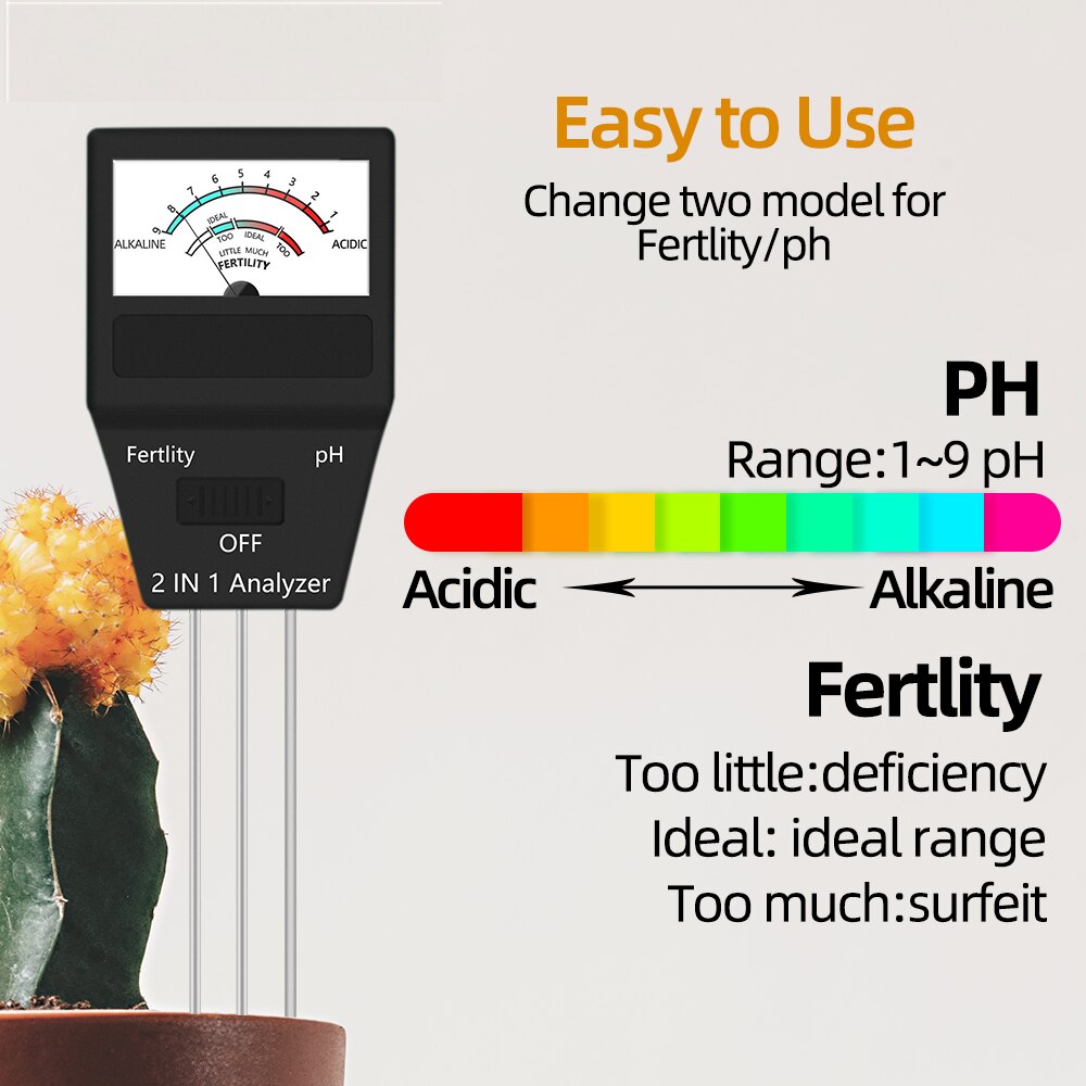 Soil PH Meter 2 in 1 Fertility Meter With 3 Probes... – Vicedeal