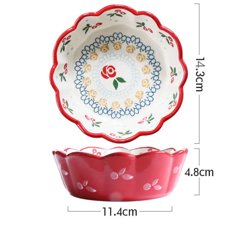 Nordic Simple Hand Painted Ceramic Salad Cake Bowl... – Vicedeal