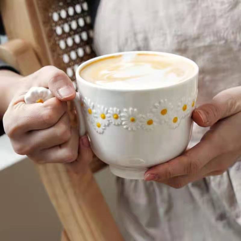 Embossed Daisy Ceramic Dinner Plate Food Dishes So... – Vicedeal