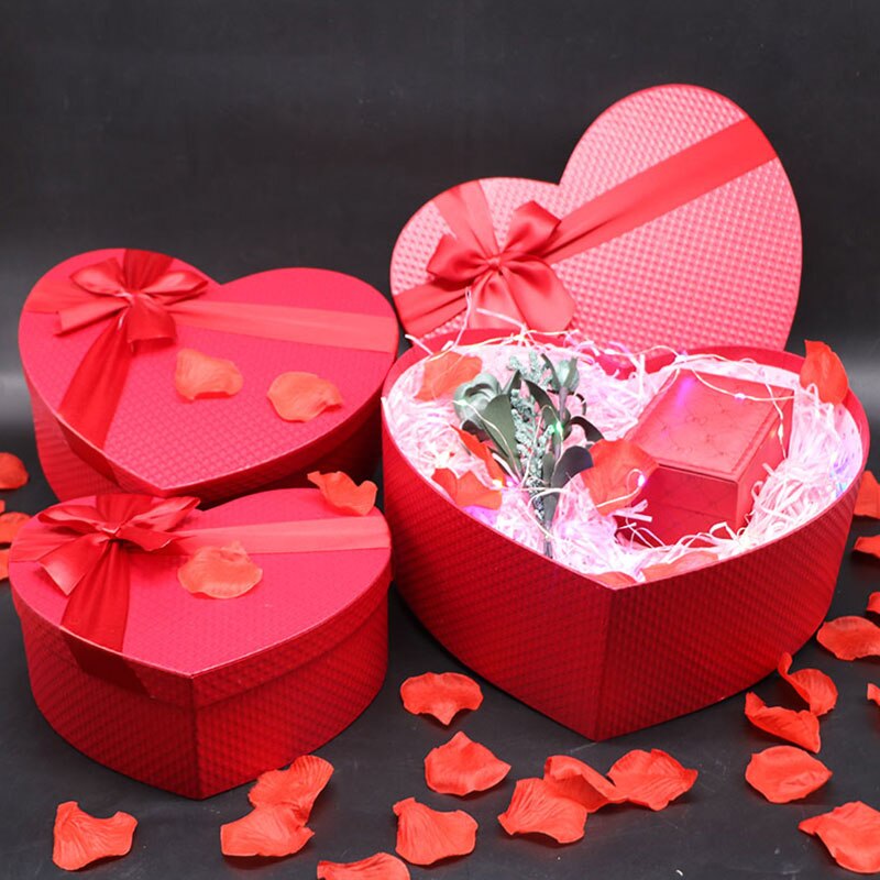 Red Heart Shaped Candy Boxes Set Box Packaging Box... – Grandado