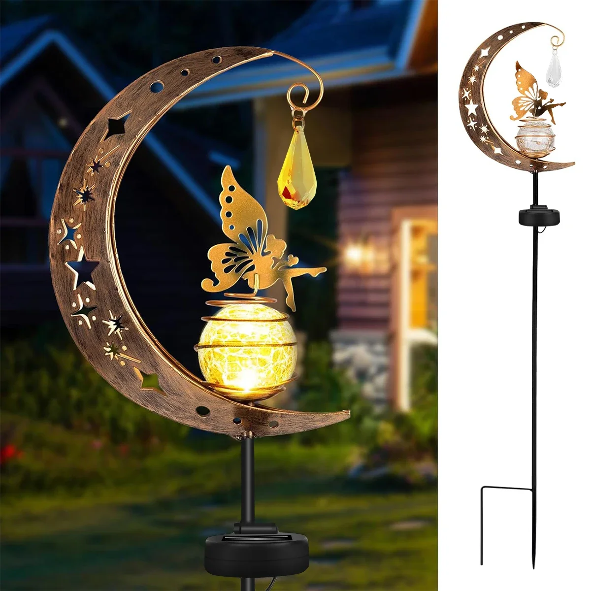Solar Stake Lights Moon Fairy Garden Lamp Outdoor ... – Grandado