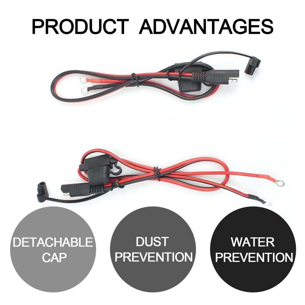 2 Pcs 12V Charger Cable for Motorcycle Battery Ter... – Grandado