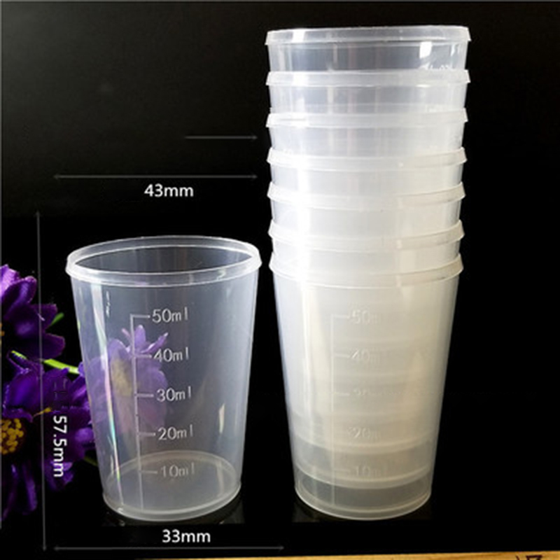 10 X MEDICINE MEASURING CUPS 50ml Clear Disposable... – Vicedeal