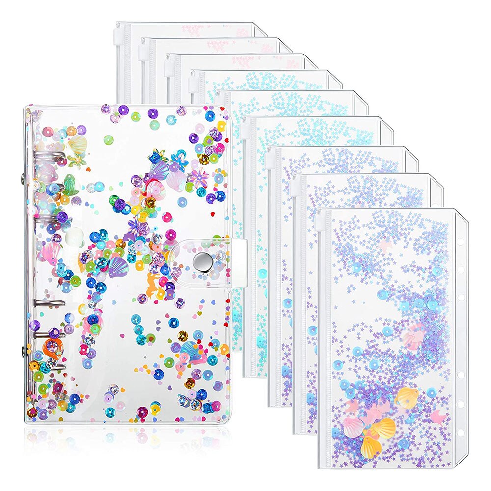 A6 PVC Glitter Binder Cover Clear Quicksand Decor ... – Grandado