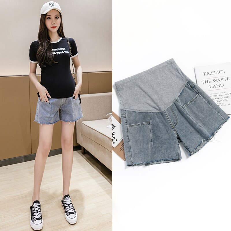 818# Maternity Jeans Shorts Summer Slimming Croppe... – Vicedeal
