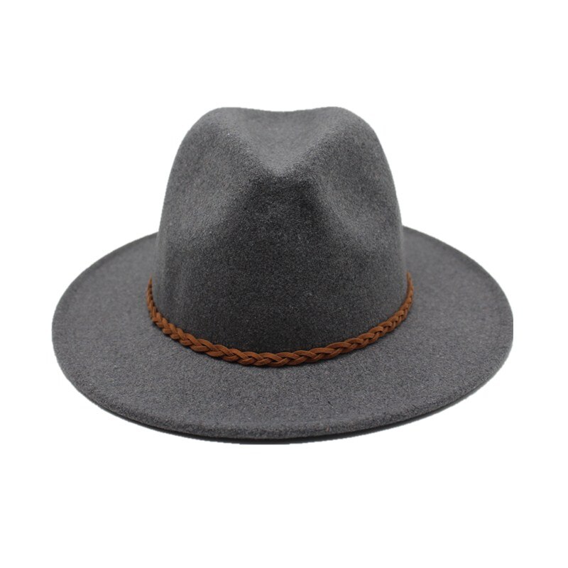 Seioum Wide Flat Brim wool felt Fedoras hats with ... – Grandado