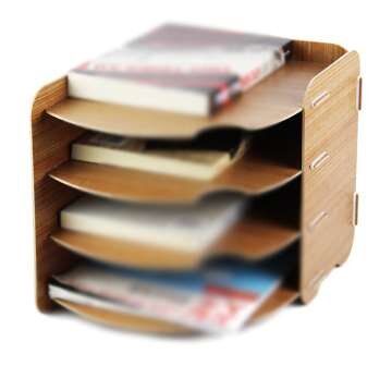 Wooden desktop book storage office document column... – Vicedeal