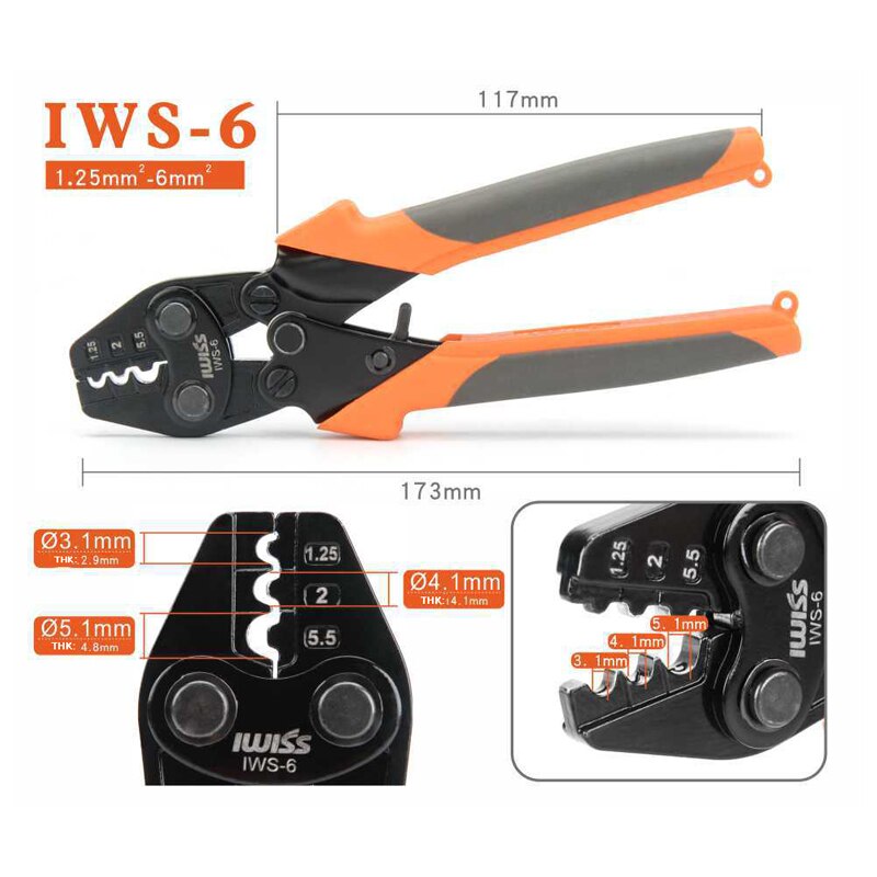 IWISS IWS-6/8/16/38 crimper plier Ratchet Crimping... – Grandado